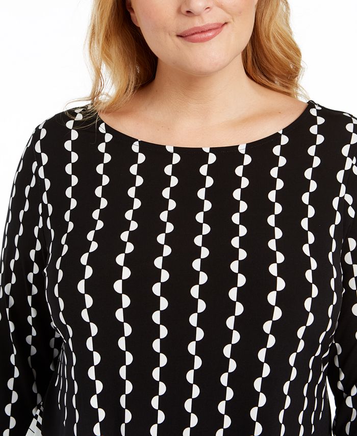 Alfani Plus Size Printed V-Hem Top, Created for Macy's - Macy's
