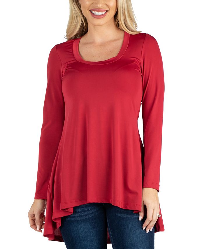 24seven Comfort Apparel Long Sleeve Flared Tunic Top For Women - Macy's