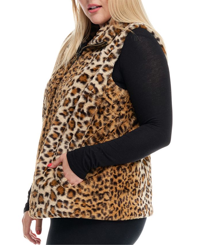 Fever Plus Size Leopard Print Faux Fur Vest And Reviews Jackets