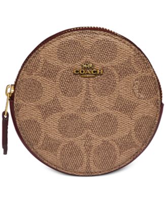 COACH Coated Canvas Signature Round Coin Case - Macy's