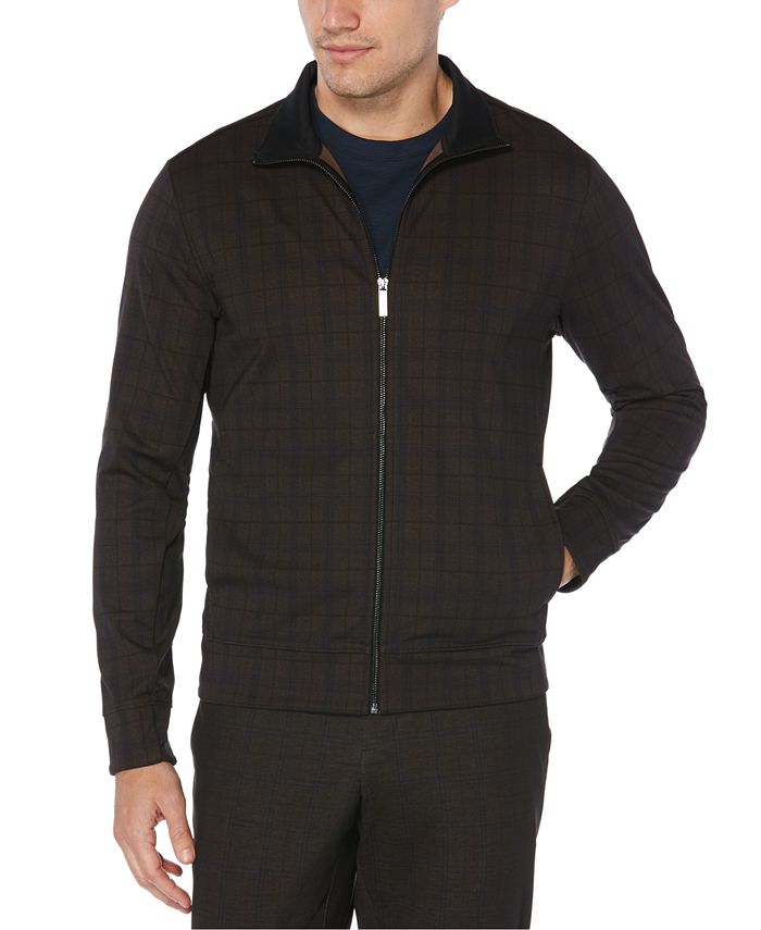 Perry Ellis Men's Plaid Zip Sweater & Reviews - Hoodies & Sweatshirts ...