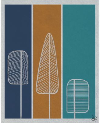 Creative Gallery Retro Flat Feather Pine Trees in Navy, Amber Teal 20 ...