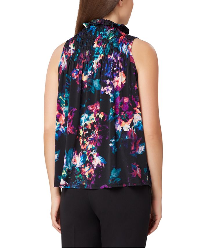 Tahari ASL Petite Floral Shirred Top - Macy's