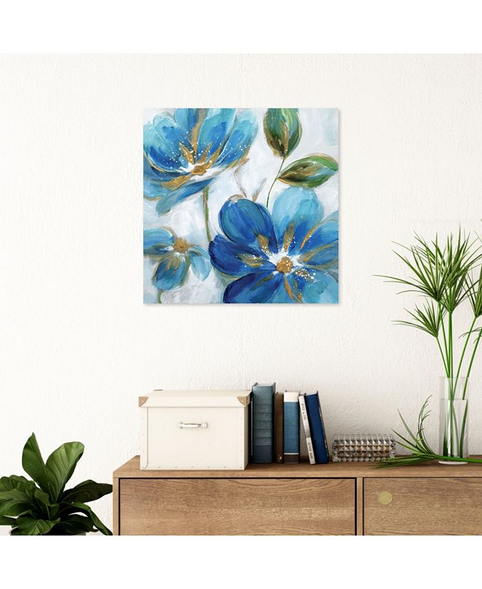 Artissimo Designs Flowering Blues II Hand Embellished Canvas - 27" x 27 ...