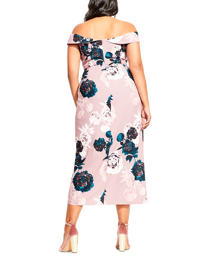 City Chic Trendy Plus Size Off The Shoulder Faux Wrap Dress Macys