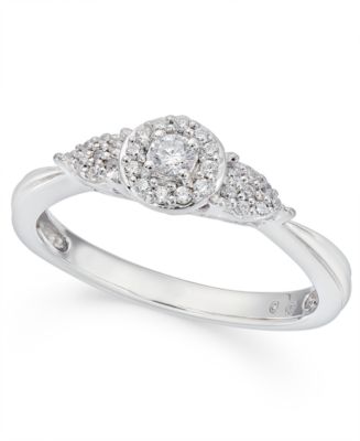 Diamond Halo Promise Ring (1/6 ct. t.w.) in 10k White Gold - Macy's