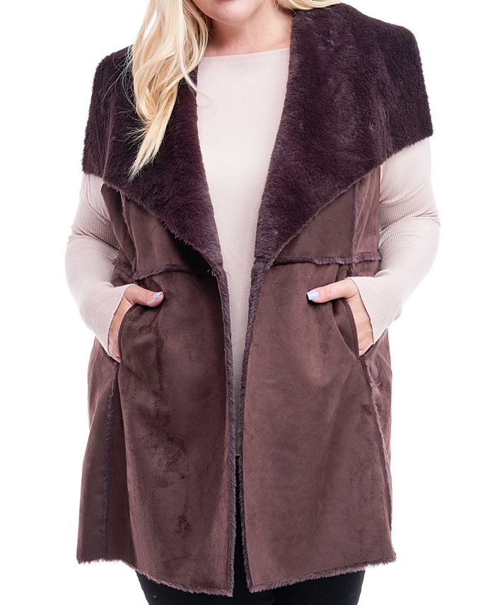 Fever Plus Size Faux-Shearling Sweater Vest - Macy's
