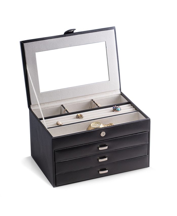 Bey-Berk 4 Level Jewelry Box with Multi Compartments - Macy's