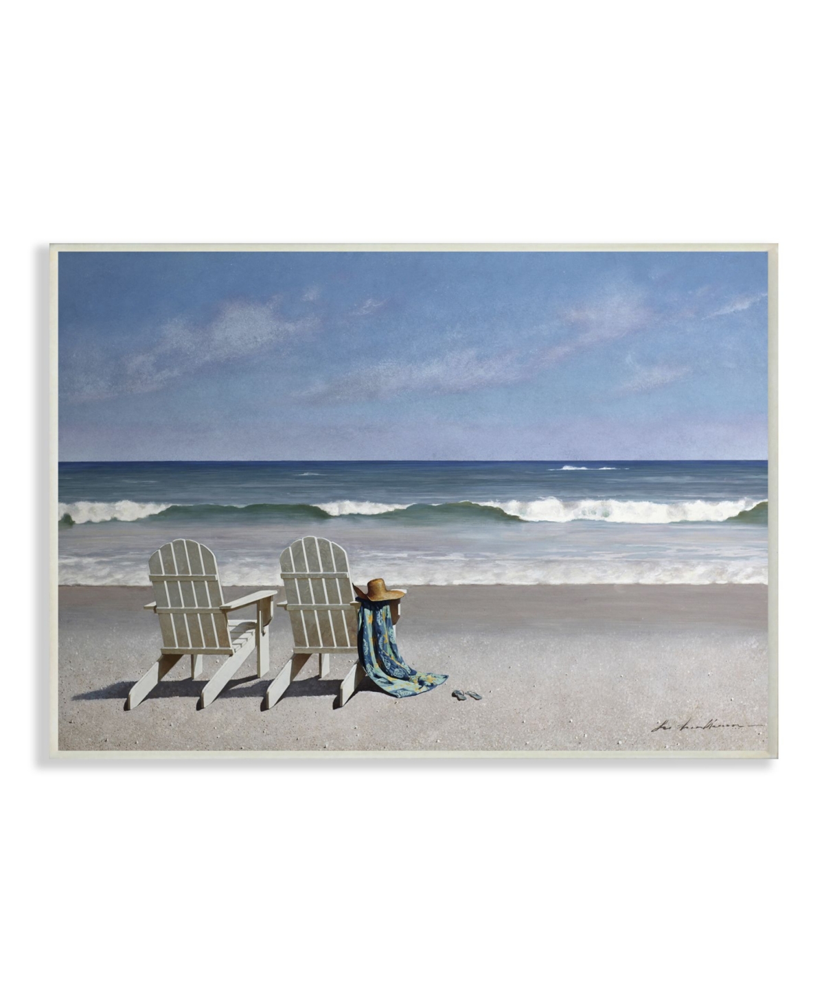 Click here for Stupell Industries Two White Adirondack Chairs on... prices