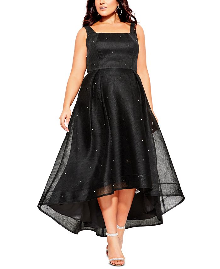 City Chic Trendy Plus Size Rhinestone High-Low Dress - Macy's