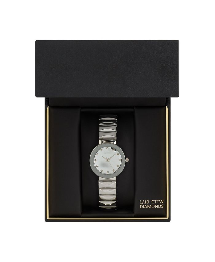 American Exchange Ladies Genuine Diamond Collection Shiny Silver Watch ...