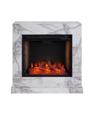 Southern Enterprises Ileana Faux Marble Alexa-Enable Electric Fireplace ...