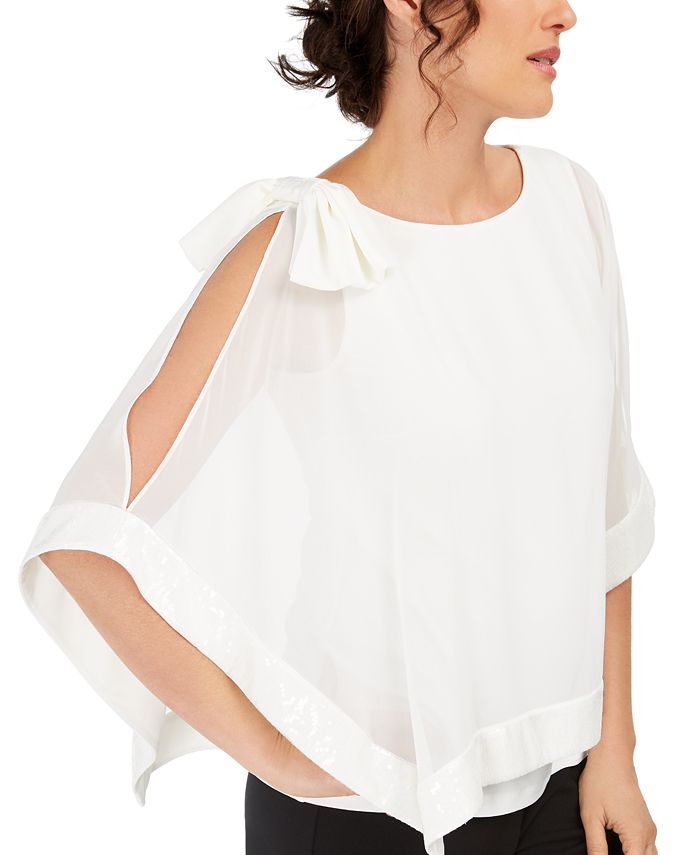 MSK Bow Cold-Shoulder Capelet Top - Macy's