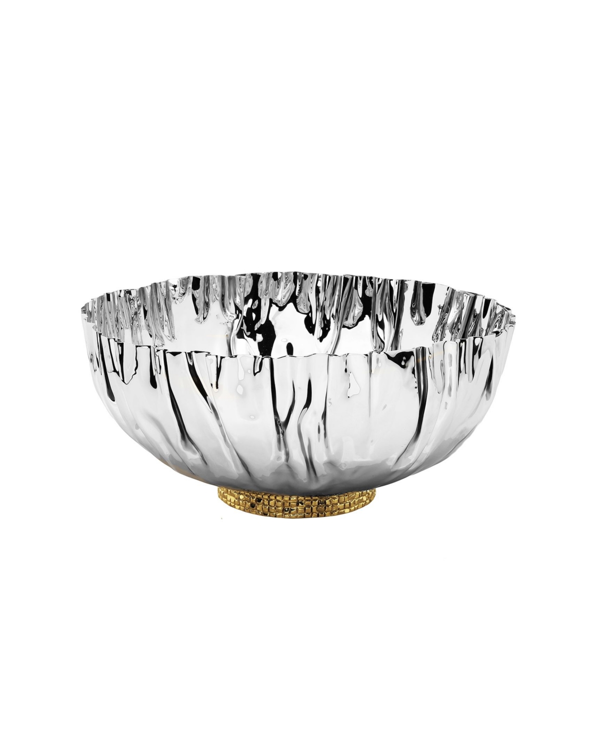 Click here for Classic Touch Stainless Steel Crumpled Bowl with G... prices