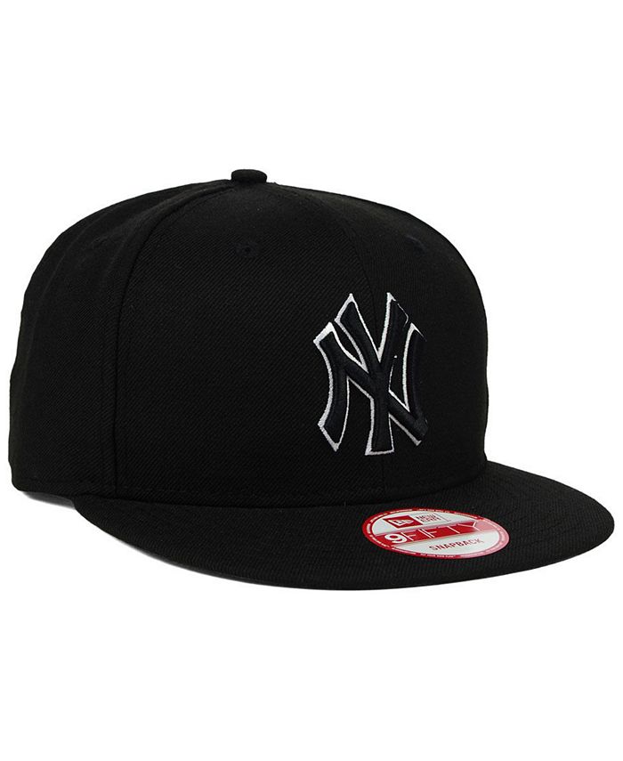 New Era New York Yankees Black White 9FIFTY Snapback Cap - Macy's