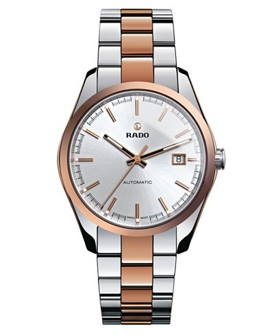 Rado Watch, Men's Swiss Automatic Hyperchrome Rose Gold-Tone Ceramos ...