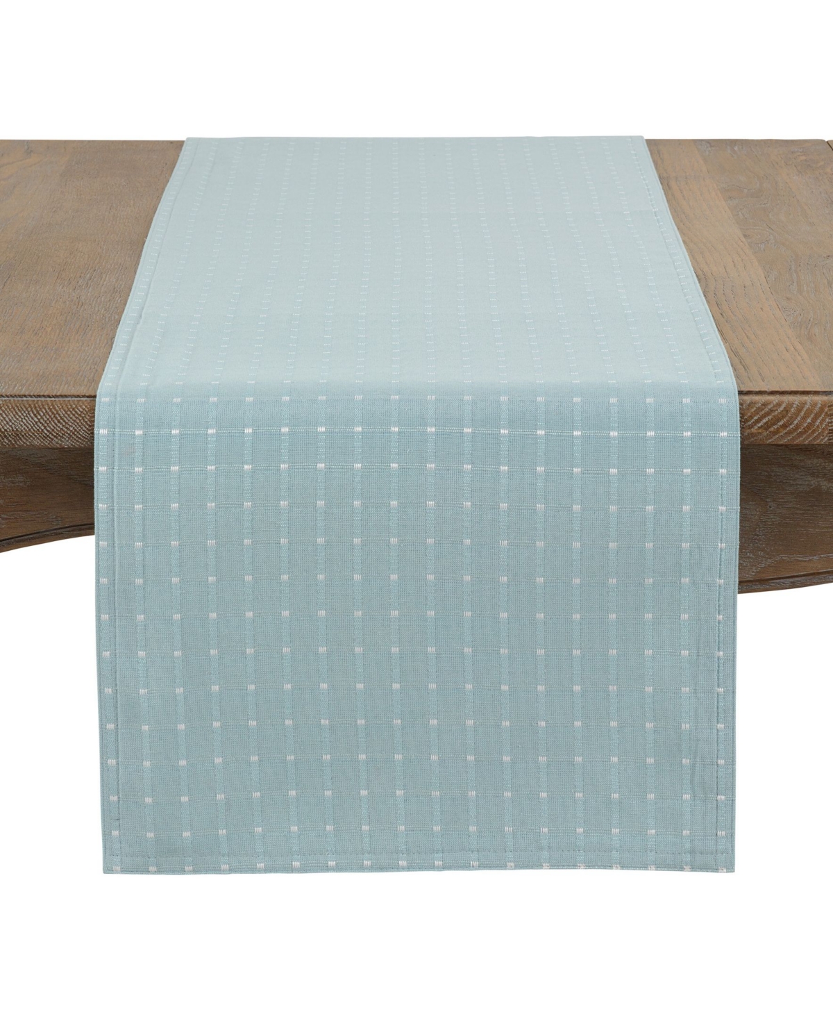 Click here for Saro Lifestyle Square Stitched Runner 16x72 - Aqua prices