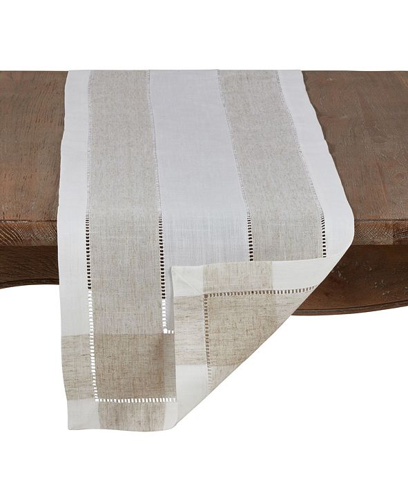 Saro Lifestyle Timeless Linen Blend Table Runner with Hemstitch Accents ...
