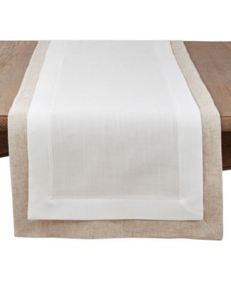 Saro Lifestyle Double Layer Table Runner with Thick Border Design - Macy's