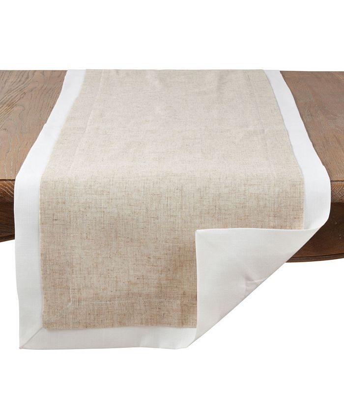 Saro Lifestyle Double Layer Table Runner with Thick Border Design - Macy's