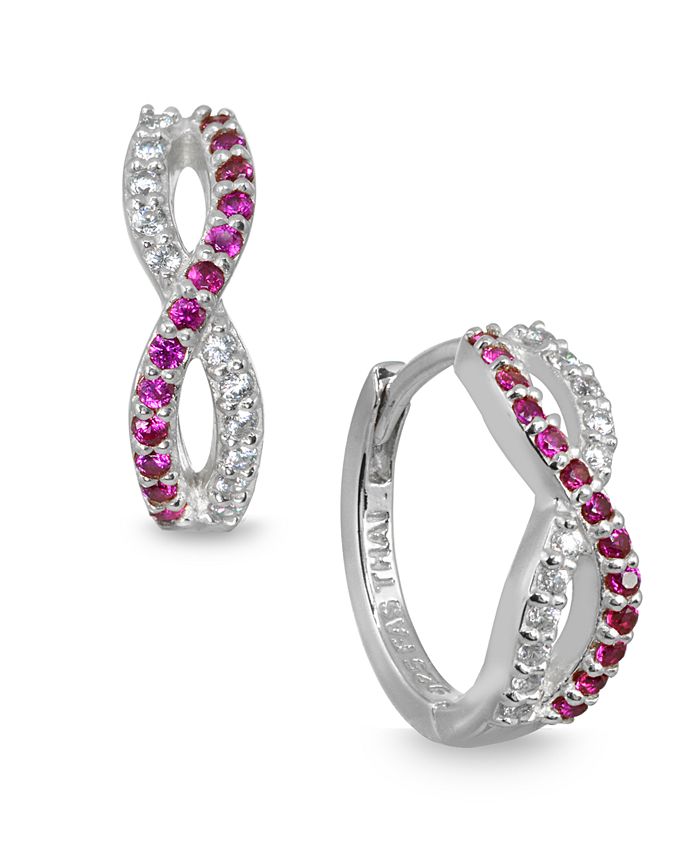 Giani Bernini White and Blue Cubic Zirconia Infinity Huggie Hoop ...