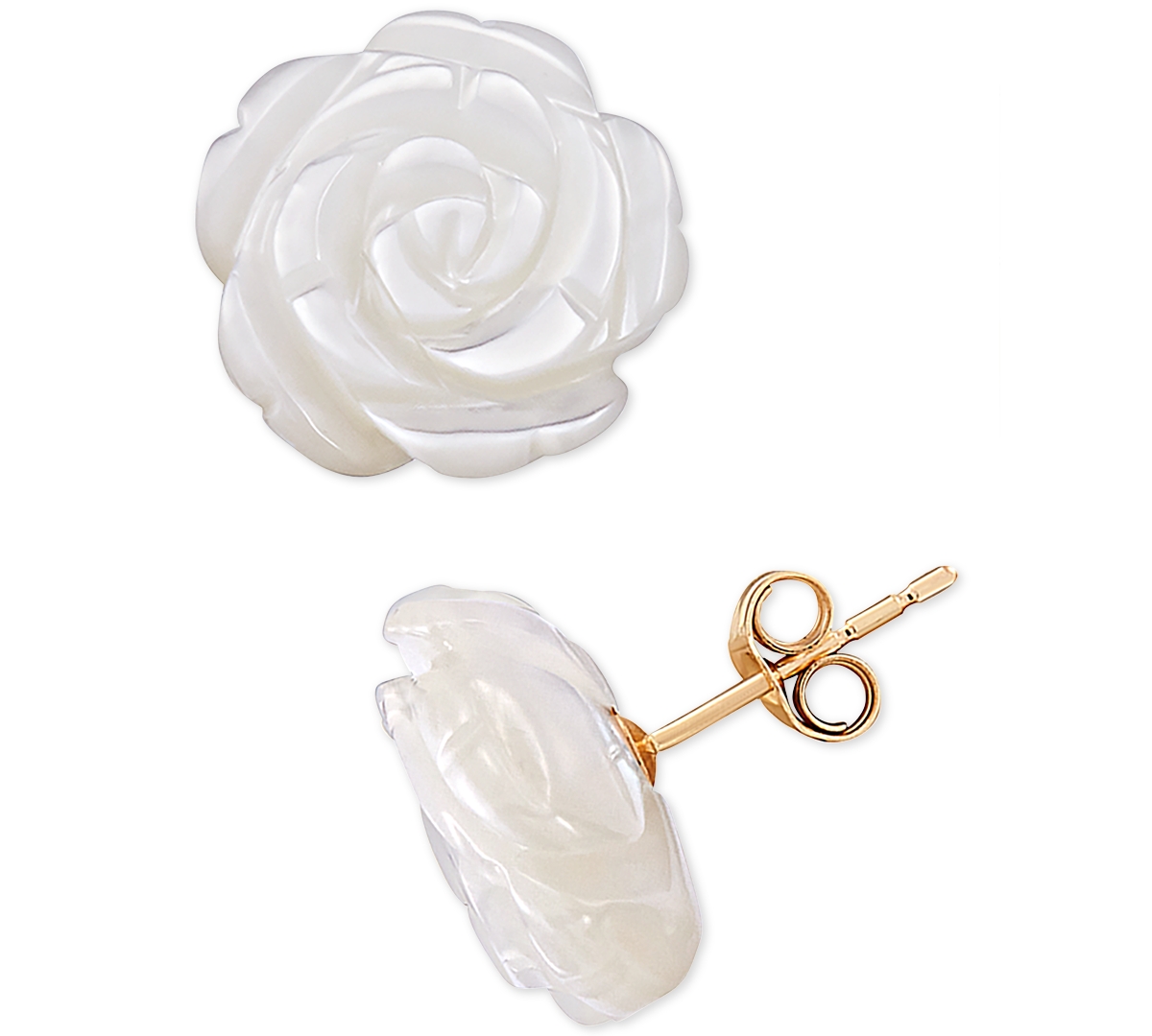 Click here for Mother-of-Pearl Flower Stud Earrings in 10k Gold -... prices