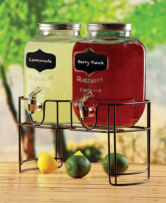 Circle Glass Double Mini Yorkshire Dispensers with Chalkboard Panels, 1 ...