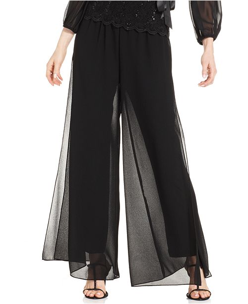 Alex Evenings Wide Leg Chiffon Pants And Reviews Pants And Leggings