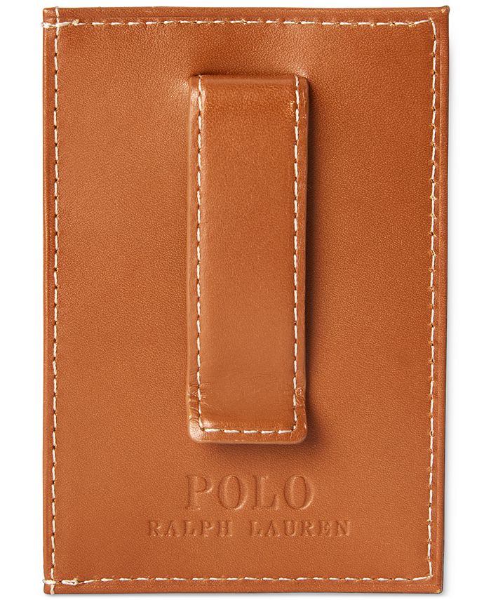 Polo Ralph Lauren Men's Burnished Leather Card Case with Money Clip ...