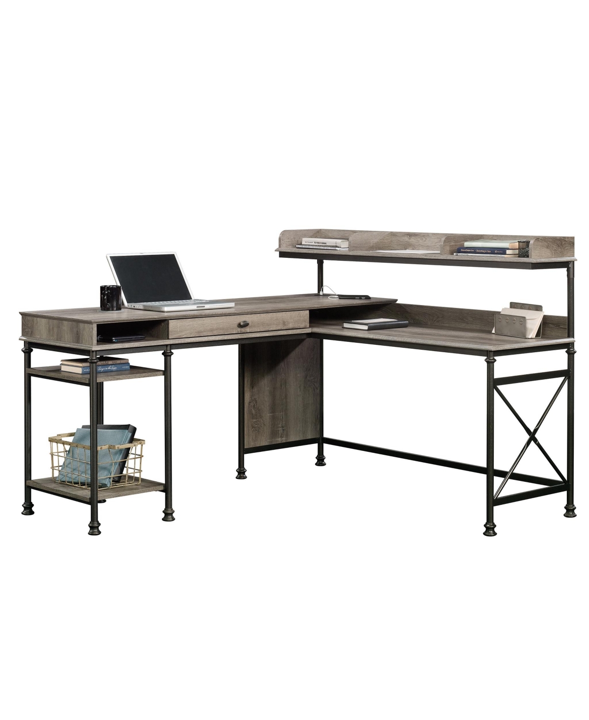 Click here for Sauder Canal Street L-shaped Desk - Northern oak prices