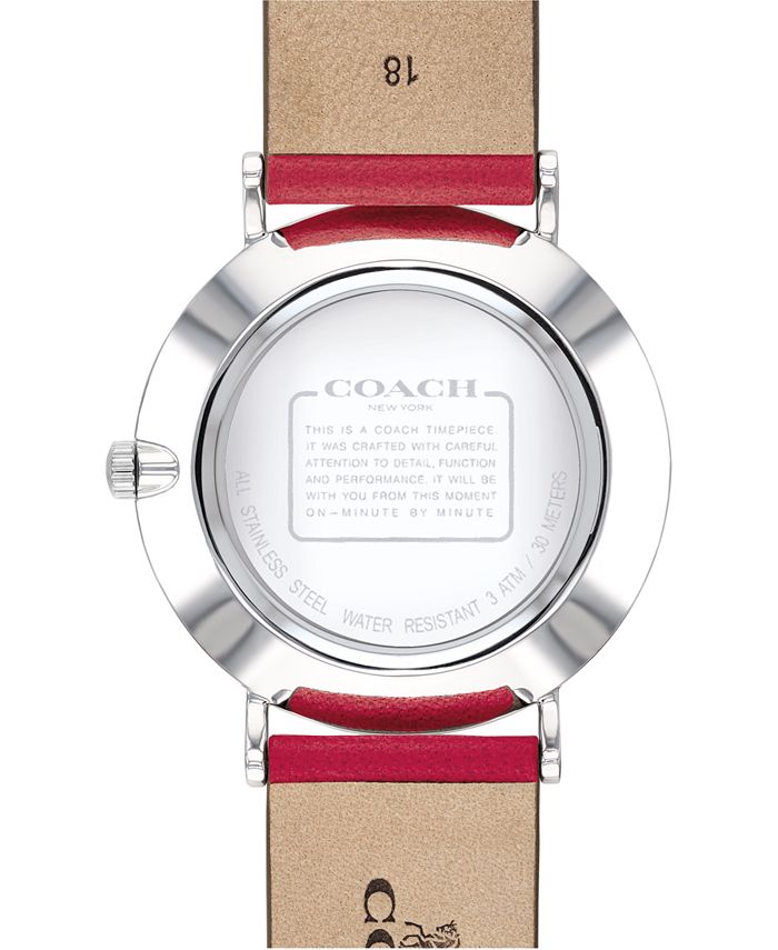 COACH Women's Perry Red Leather Strap Watch 36mm & Reviews - Macy's