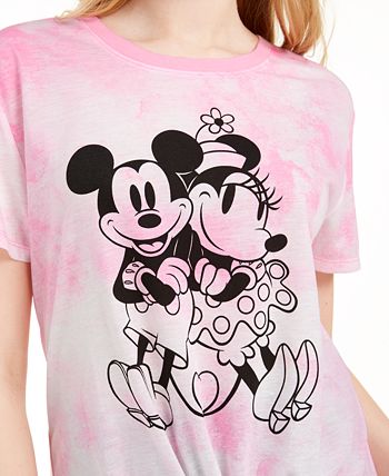 Disney Juniors' Mickey & Minnie Tie-Front T-Shirt - Macy's