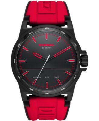 Diesel Men's Tough Guy Red Silicone Strap Watch 48mm - Macy's