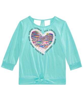 Beautees Big Girls Flip Sequin Heart Top - Macy's
