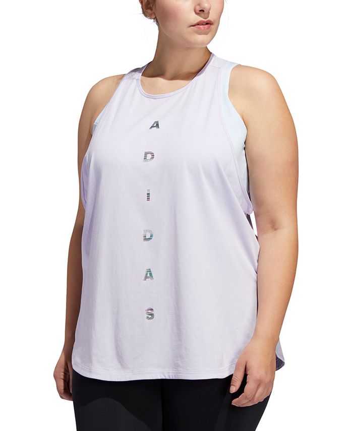 adidas Plus Size Metallic-Graphic Racerback Tank Top - Macy's