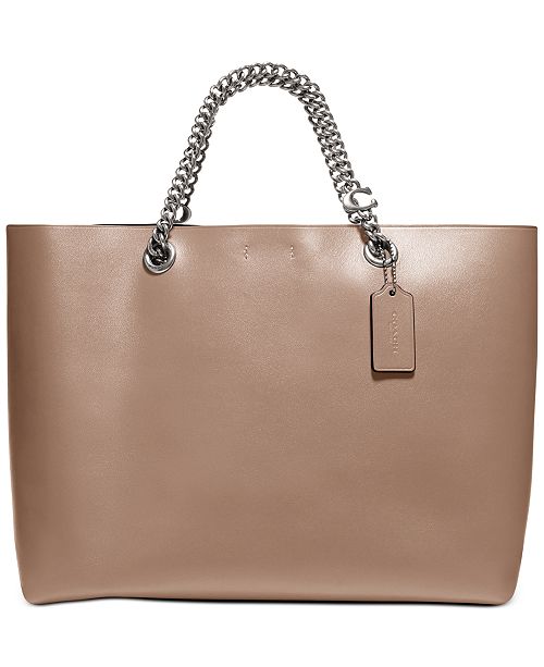 COACH Leather Signature Chain Convertible Tote & Reviews - Handbags ...