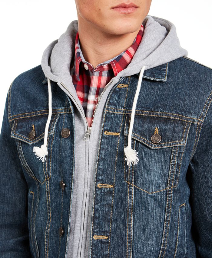 Sun + Stone Men's Reeves Trucker Hooded Denim Jacket, Created for Macy ...