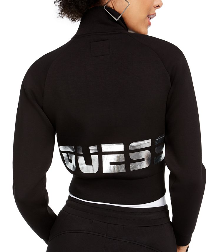 GUESS Cropped Graphic Logo Active Jacket - Macy's