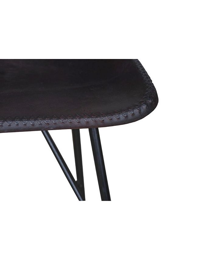 Union Home Bar Stool with Leather Upholstery - Macy's