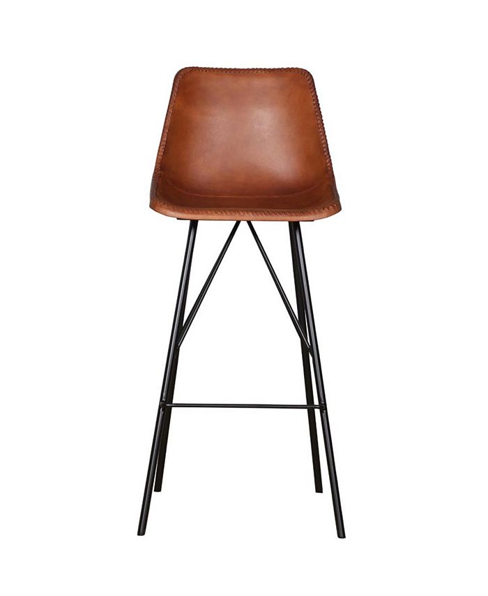 Union Home Bar Stool with Leather Upholstery - Macy's