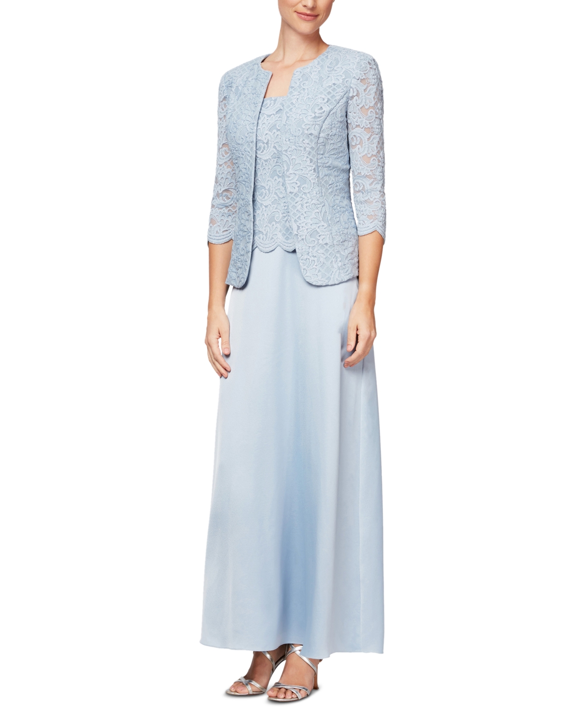 Click here for Alex Evenings Lace Jacket & Lace-Top Gown - Hydran... prices