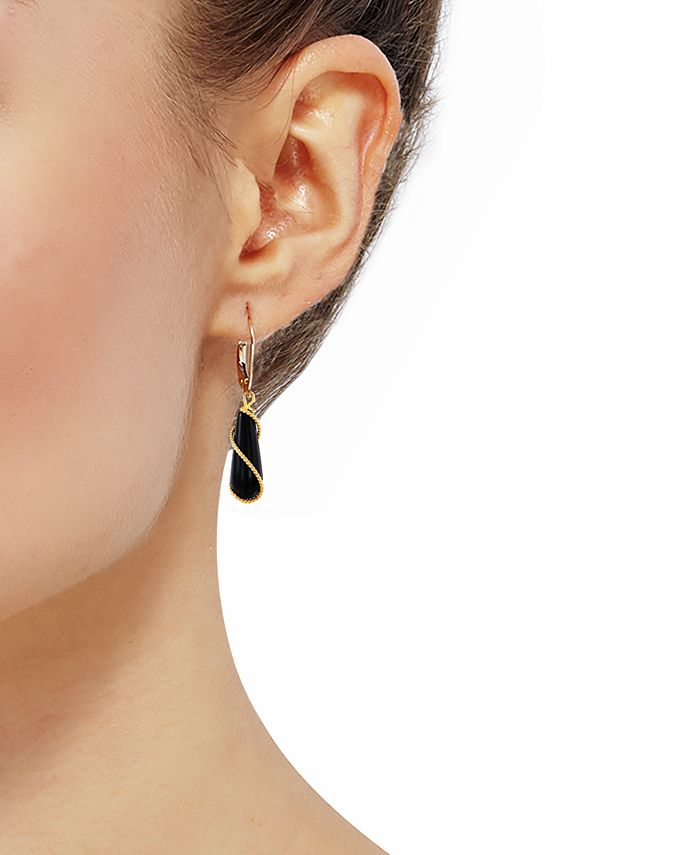 Macy's Onyx Wire-Wrap Leverback Drop Earrings in 10k Gold - Macy's Macy's Onyx Wire-Wrap Leverback Drop Earrings in 10k Gold - Macy's