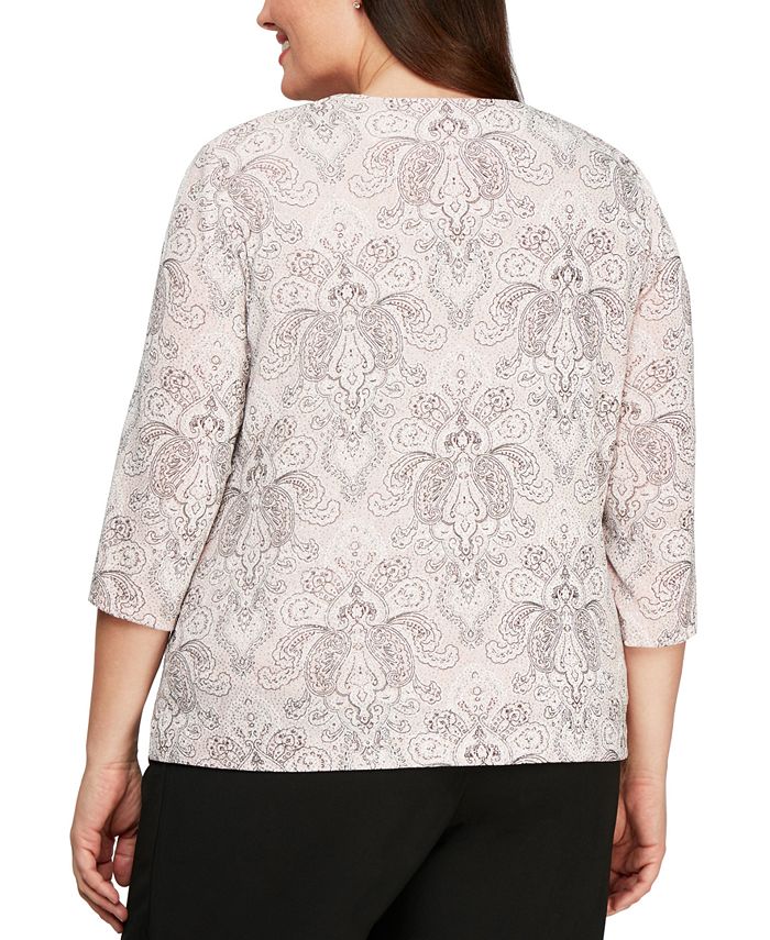 Alex Evenings Plus Size Printed Jacket and Top - Macy's