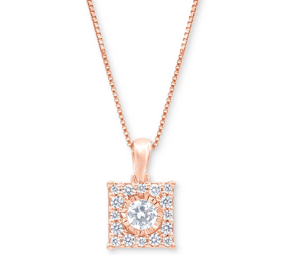 Click here for Diamond Square Halo 18 Pendant Necklace (1/3 ct. t... prices
