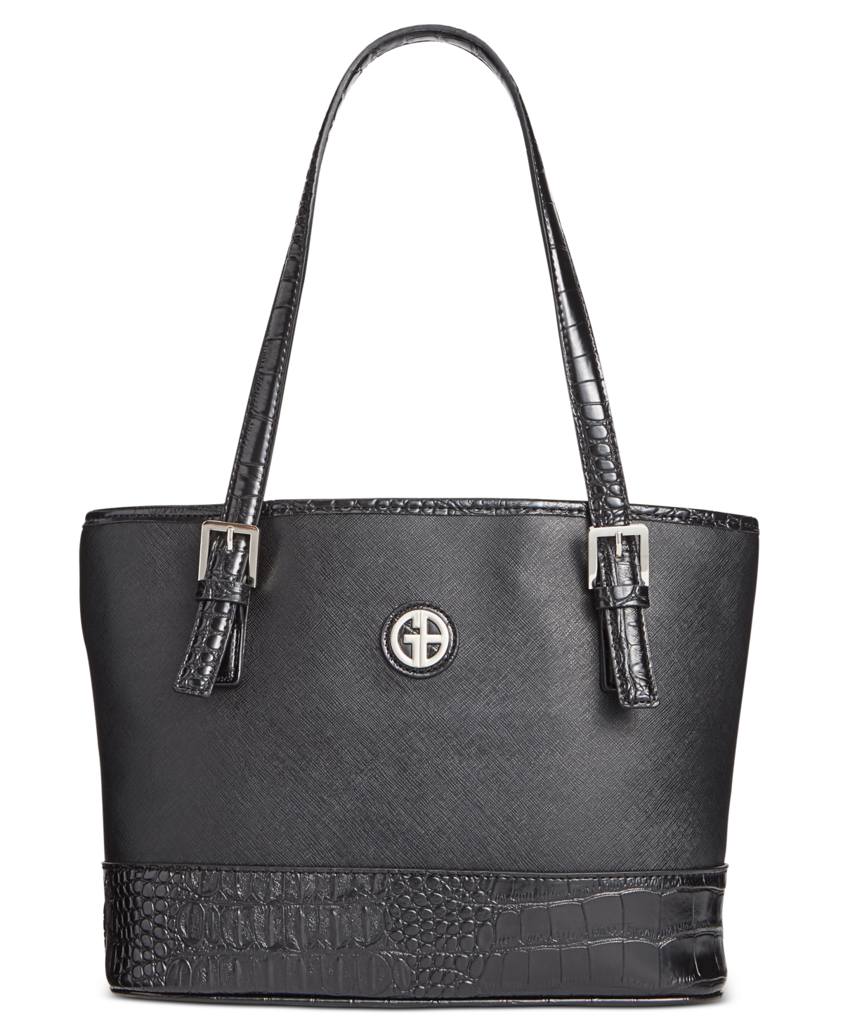 Giani Bernini Saffiano Croco Tote In Black,black,silver | ModeSens