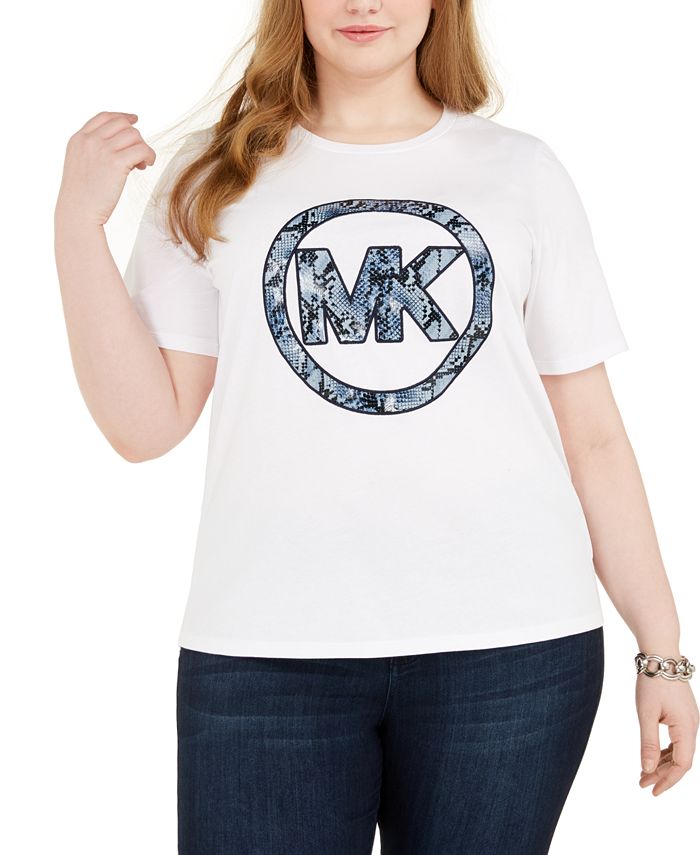 Michael Kors Python-Print Logo Cotton T-Shirt - Macy's