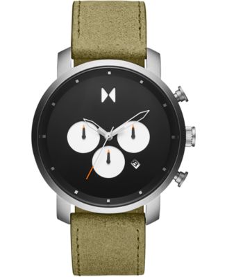 MVMT Men's Chronograph Rugged Pack Green Leather Strap Watch 45mm - Macy's