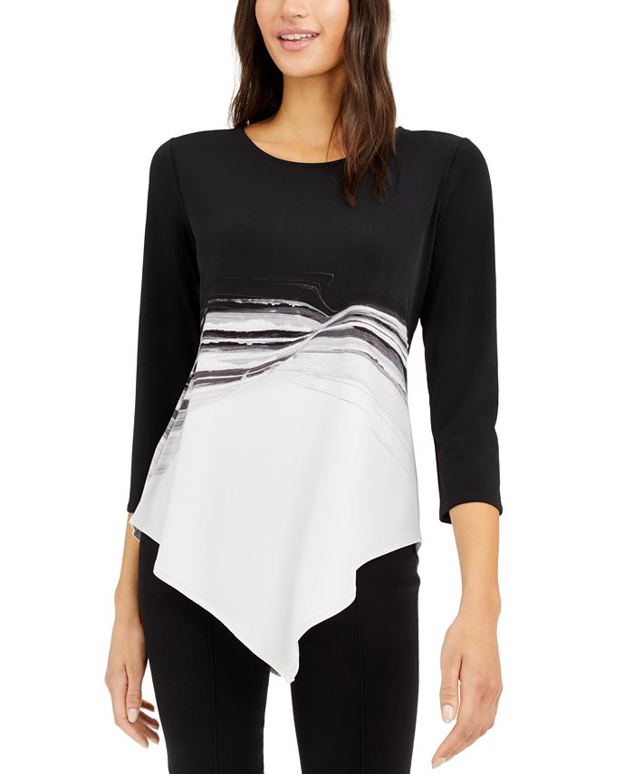 Alfani Printed Asymmetrical Top, Created for Macy's - Macy's