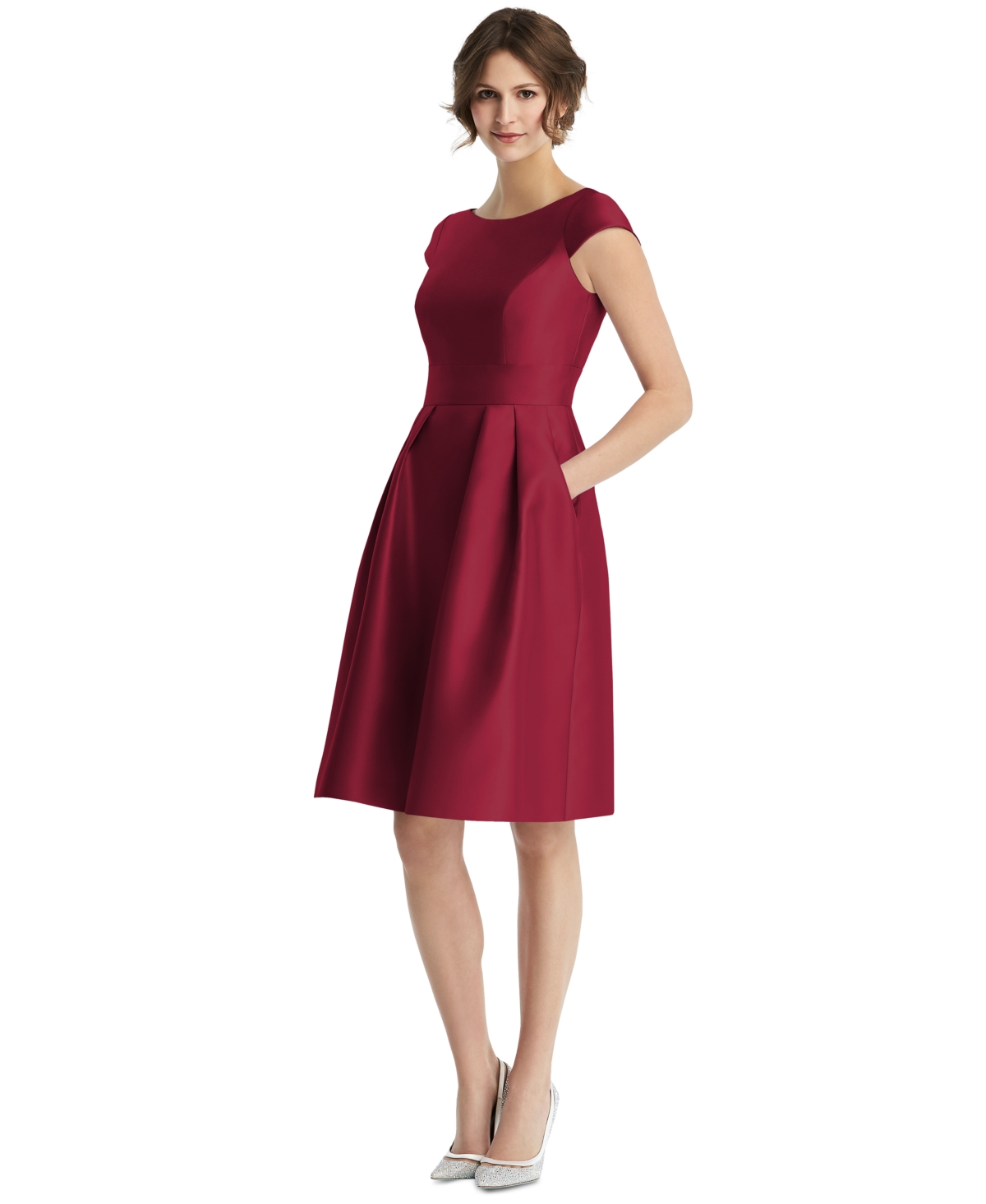 Click here for Alfred Sung Boat-Neck A-Line Dress - Burgundy prices