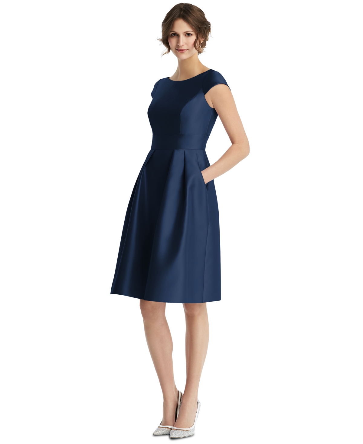 Click here for Alfred Sung Boat-Neck A-Line Dress - Midnight navy prices